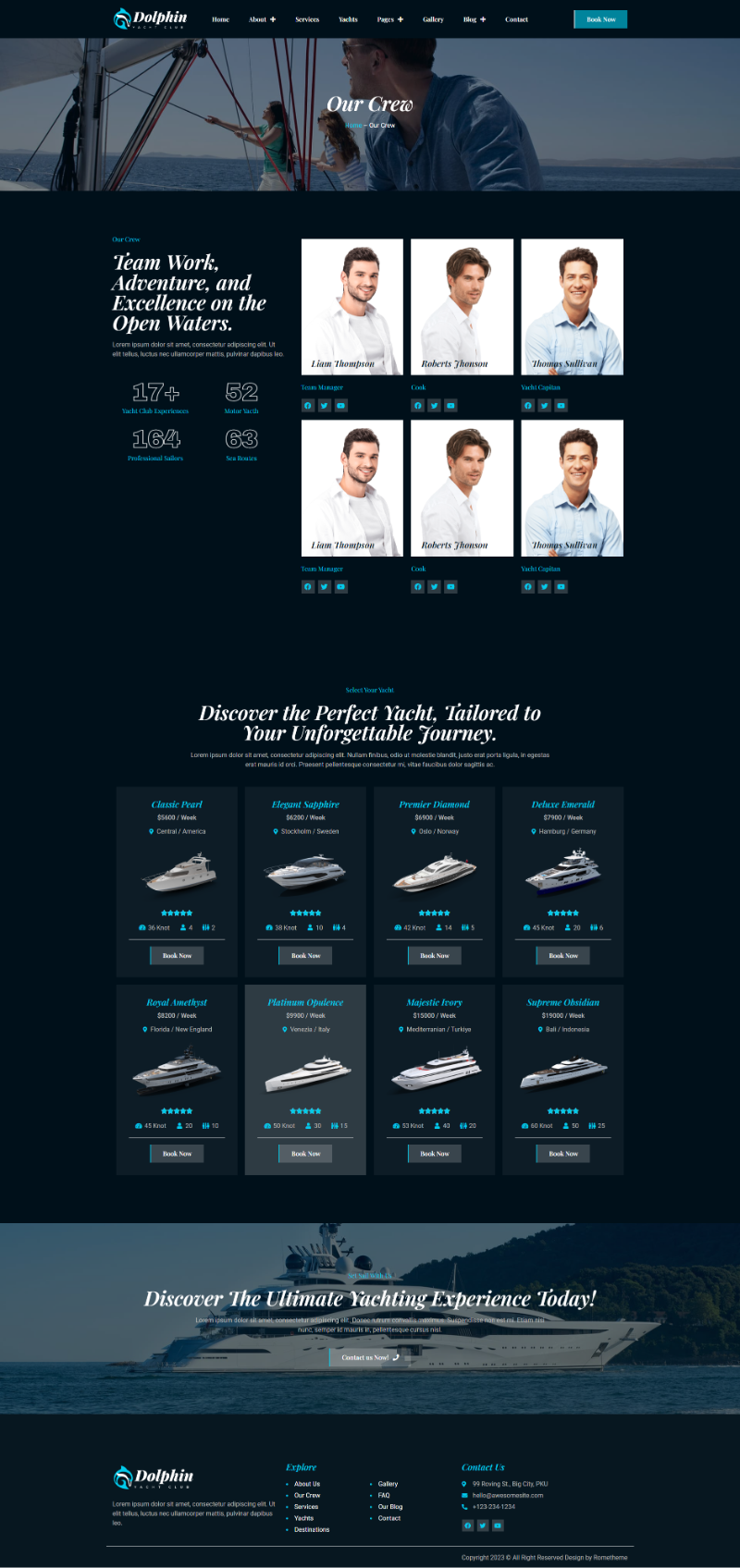 Dolphin - Yacht Club & Boat Rental Elementor Pro Template Kit by Rometheme